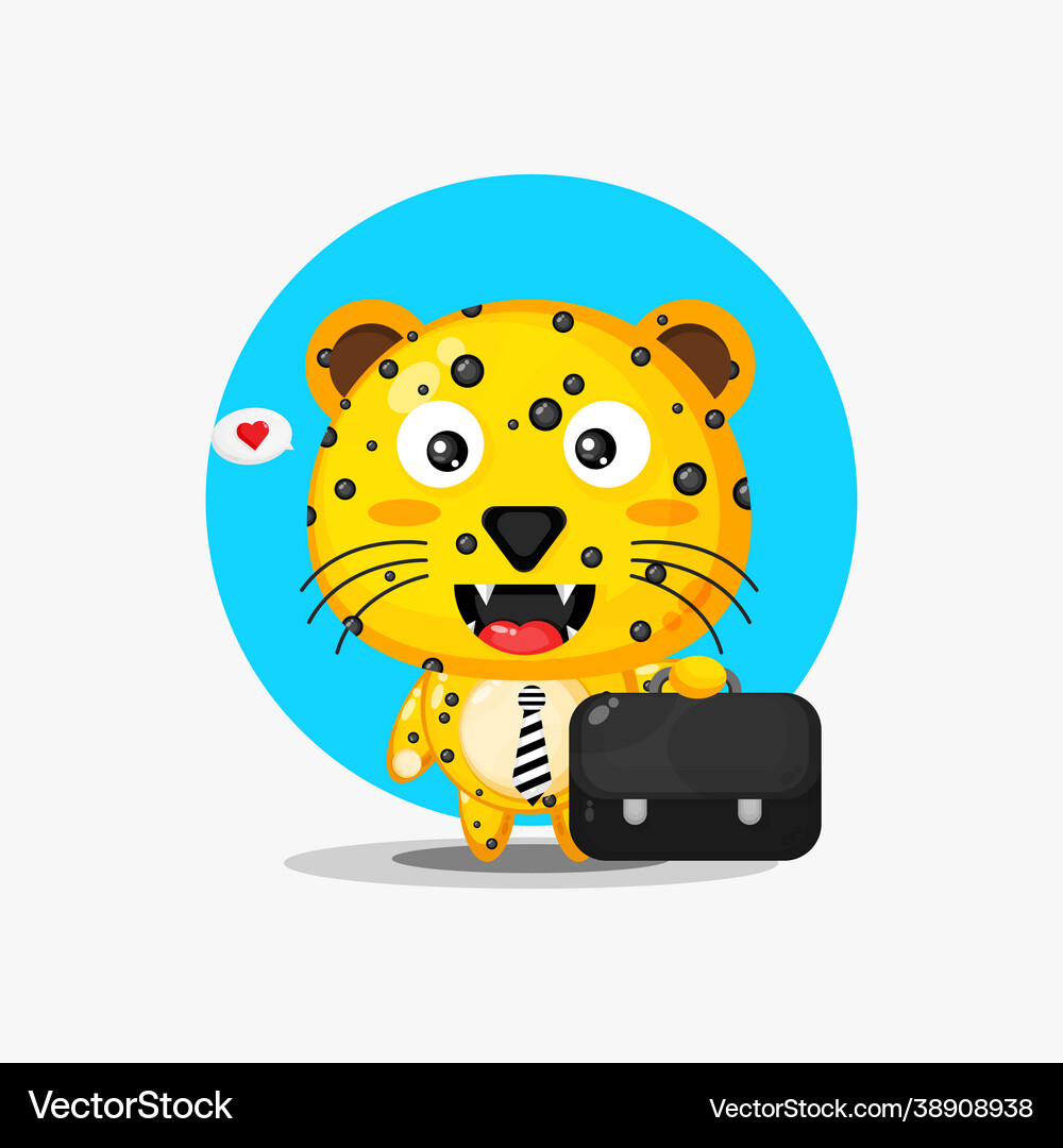 Cute leopard go to work Royalty Free Vector Image