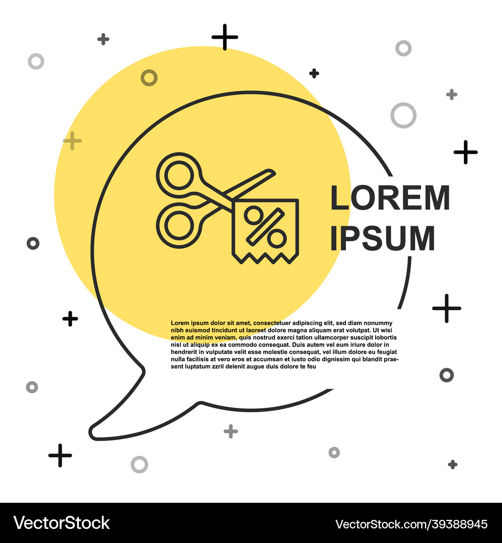 Black line scissors cuts discount coupon icon Vector Image