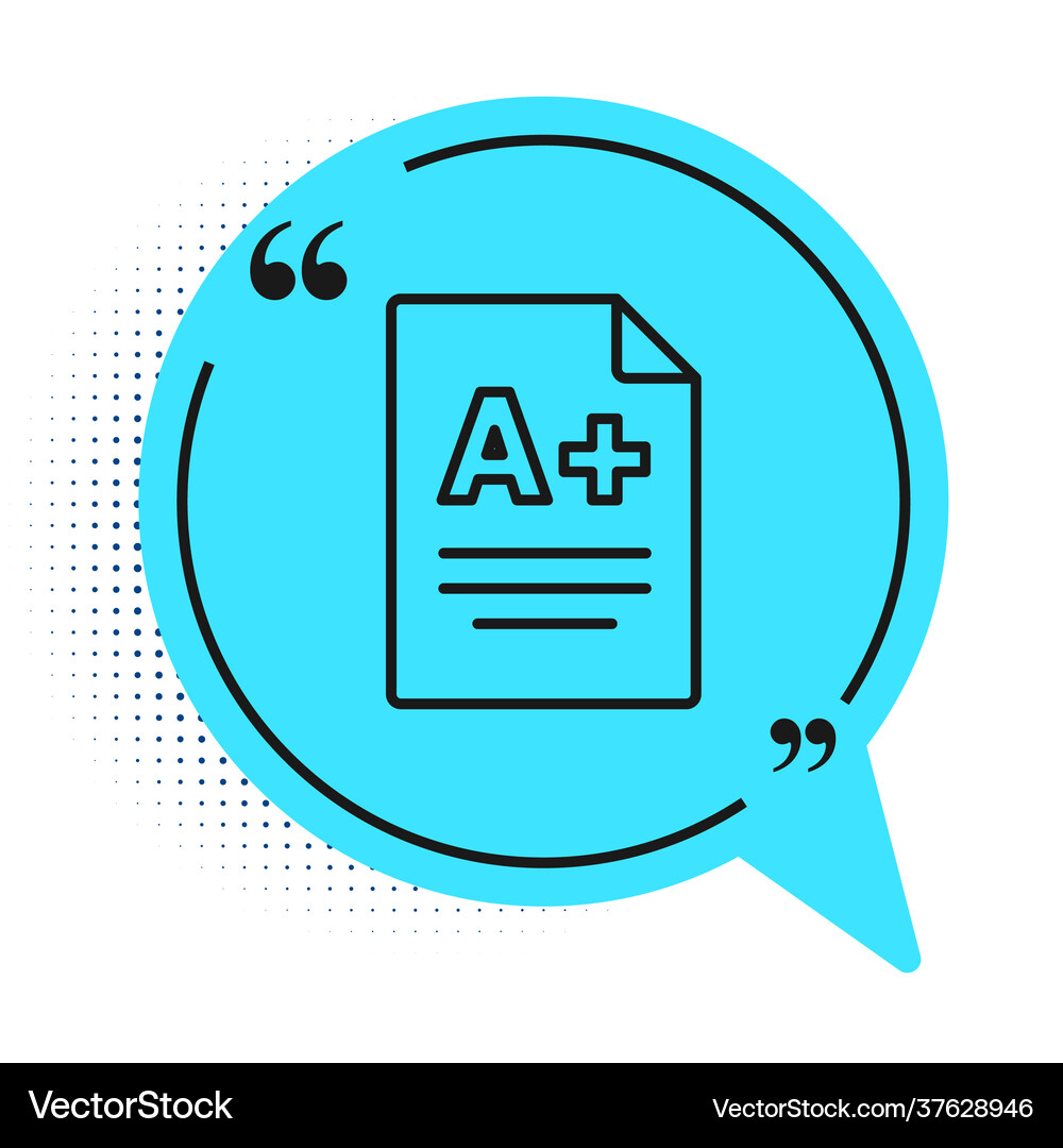 Black line exam sheet with a plus grade icon Vector Image