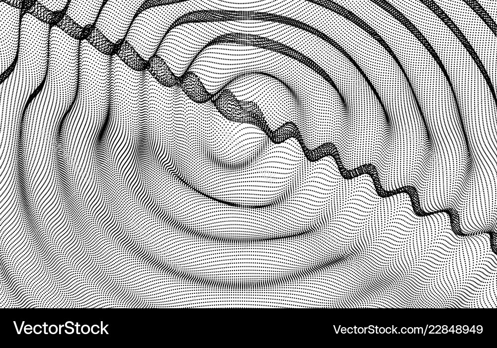 3d wavy background with ripple effect grid Vector Image