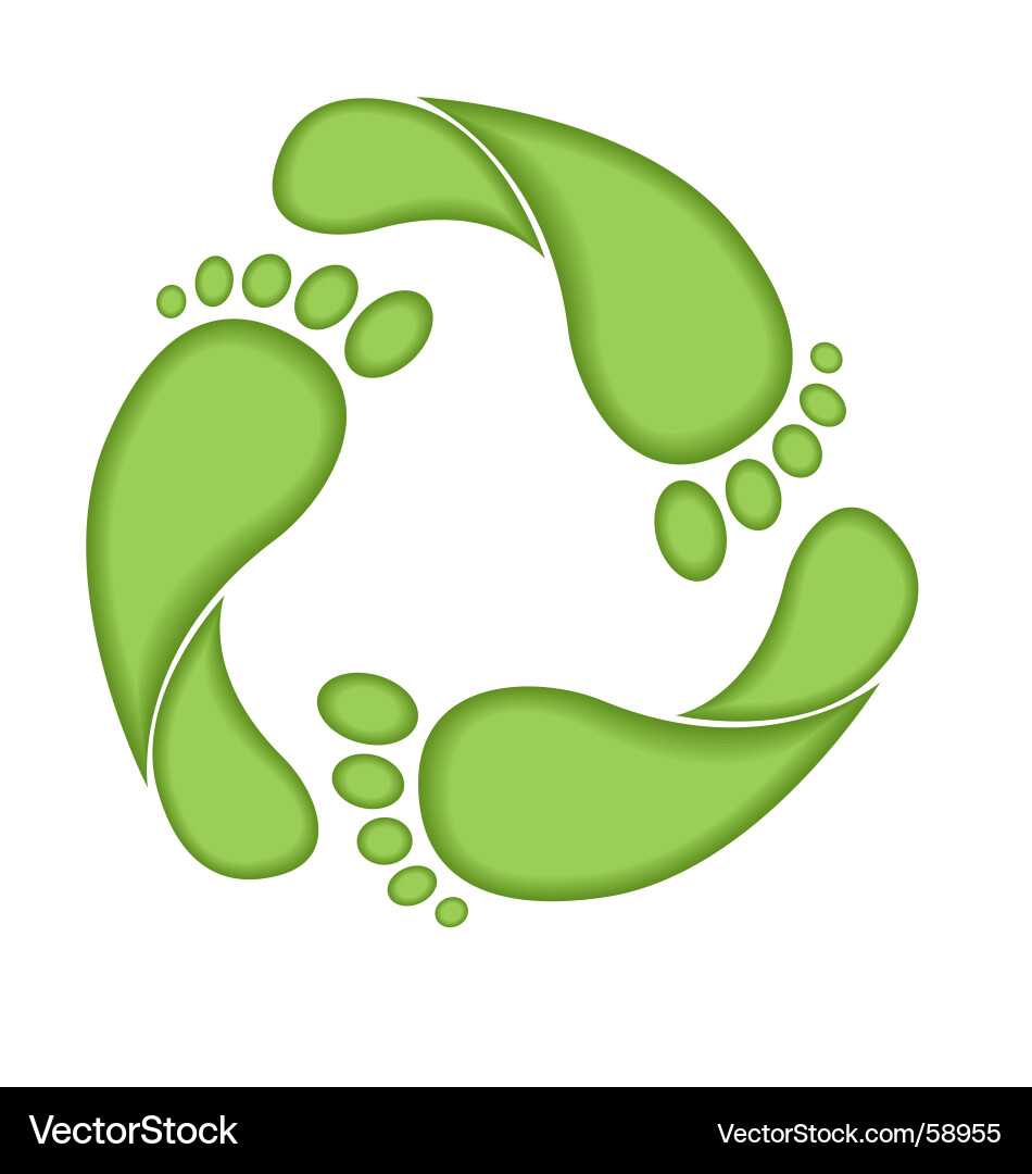 Footprint recycle sign Royalty Free Vector Image