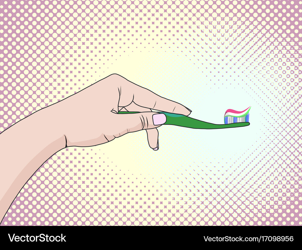 Hands of a woman squeezing toothpaste Royalty Free Vector