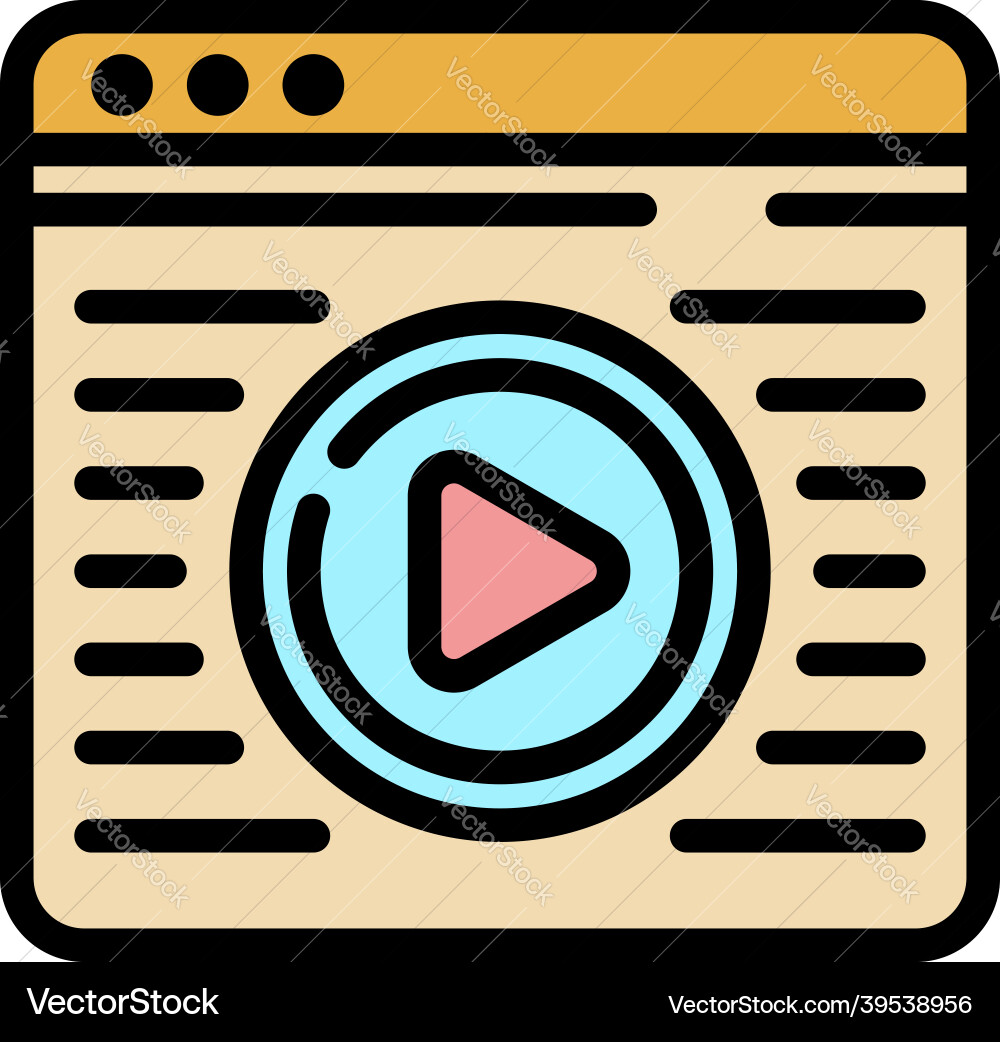 Interactive tv web page icon color outline Vector Image