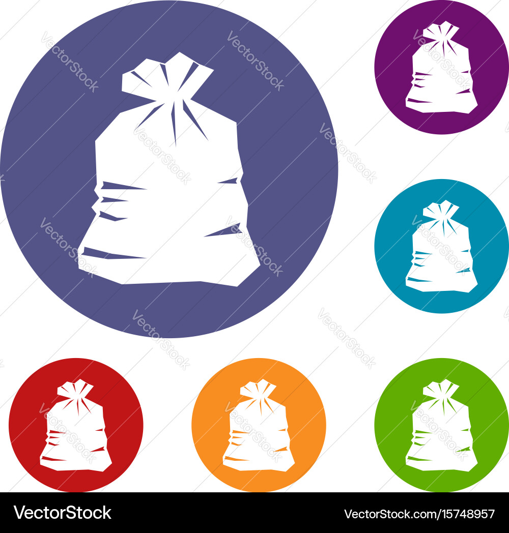 Garbage bag icons set Royalty Free Vector Image