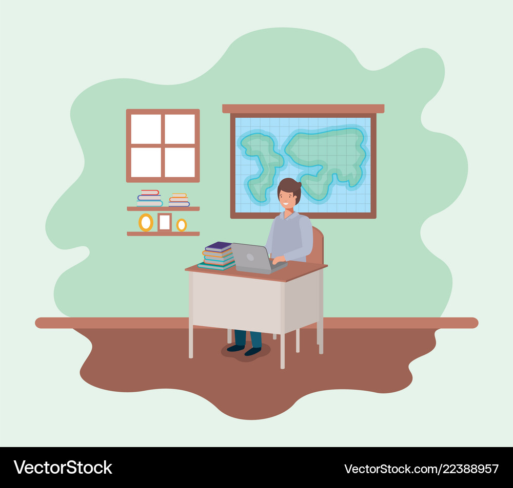 Teacher in the geography class Royalty Free Vector Image