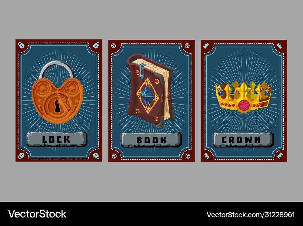 Card game collection fantasy ui kit with magic Vector Image