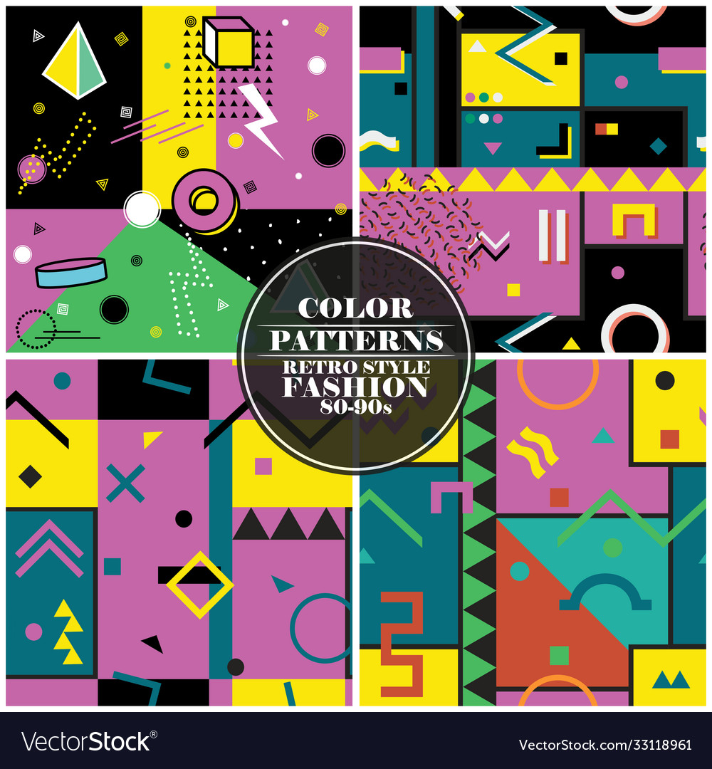 Set colorful abstract seamless patterns Royalty Free Vector