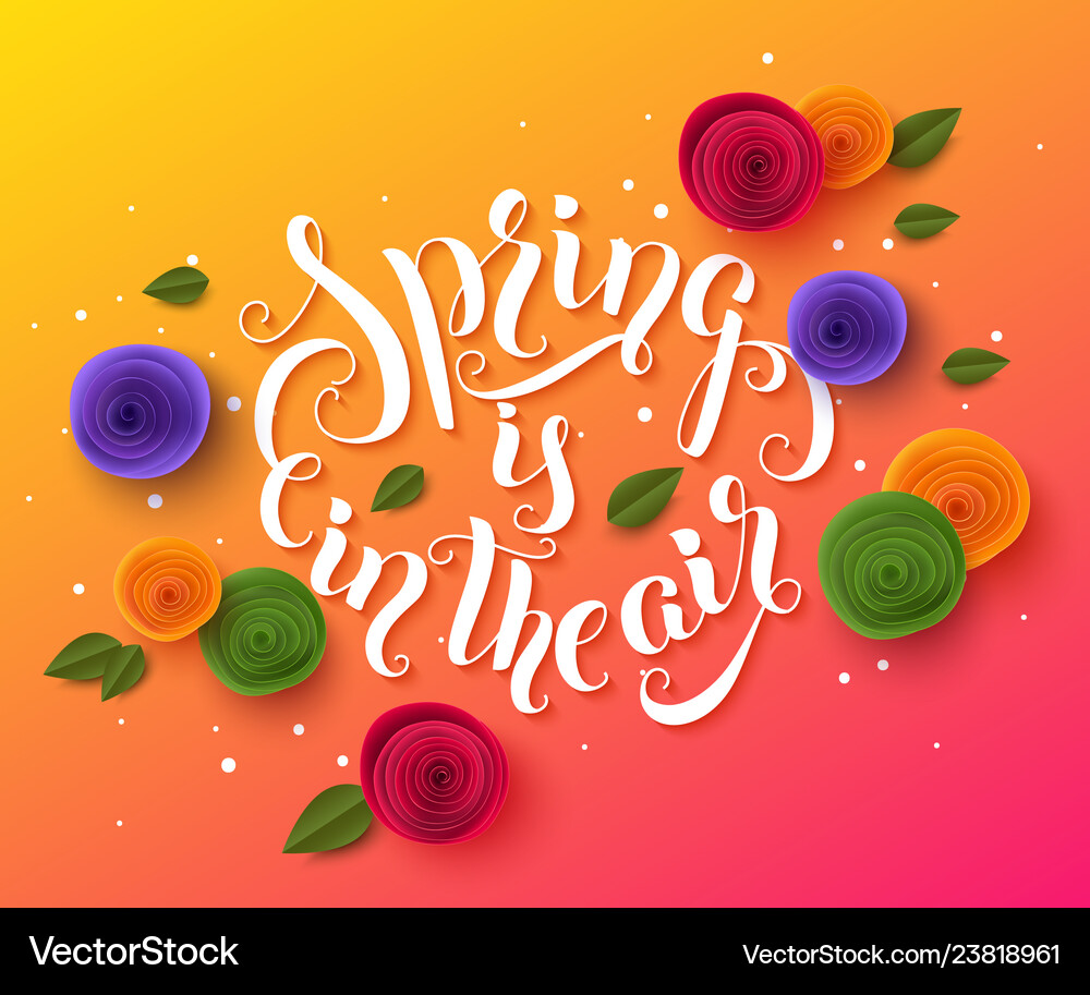 Spring background with paper cut flowers Vector Image