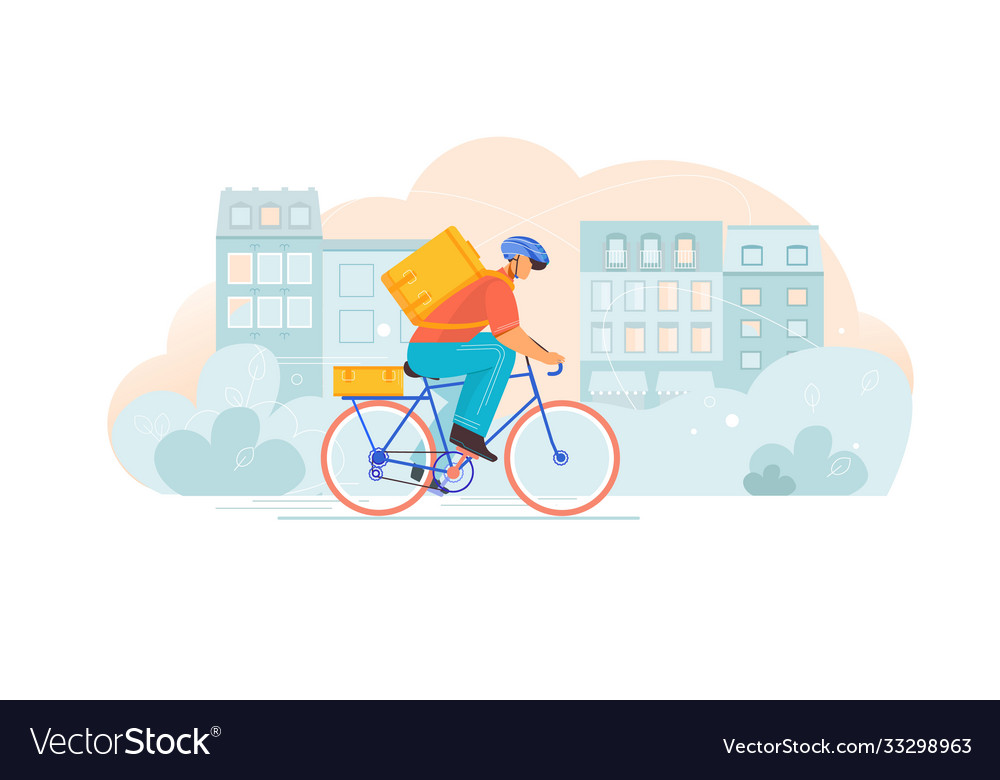 Bicycle delivery flat composition Royalty Free Vector Image