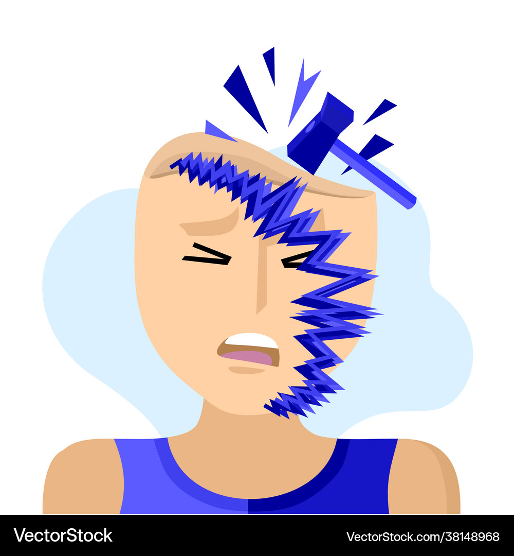 Headache migraine visual aura a head Royalty Free Vector