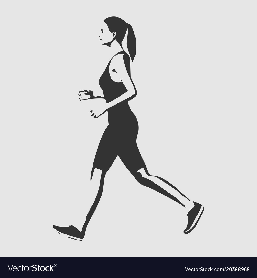 Running lady silhouette Royalty Free Vector Image