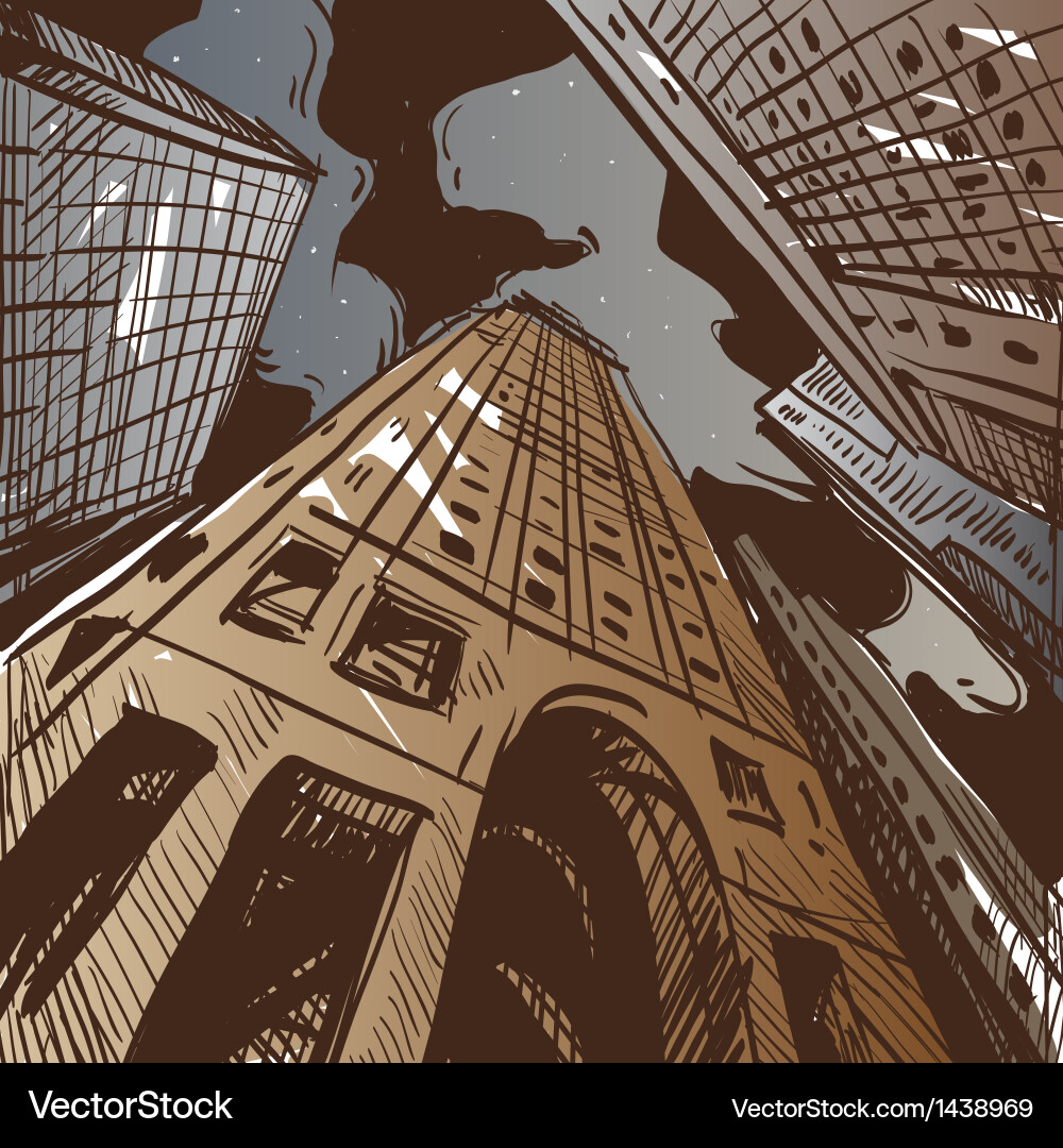 City hand drawn Royalty Free Vector Image - VectorStock