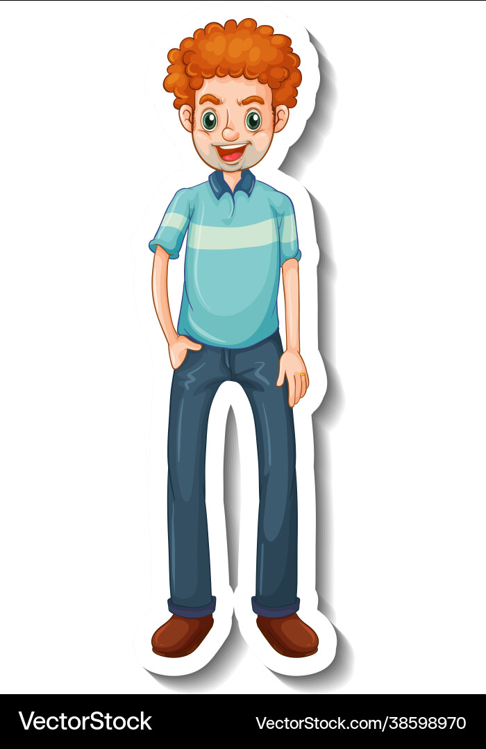 A sticker template with man in standing pose Vector Image