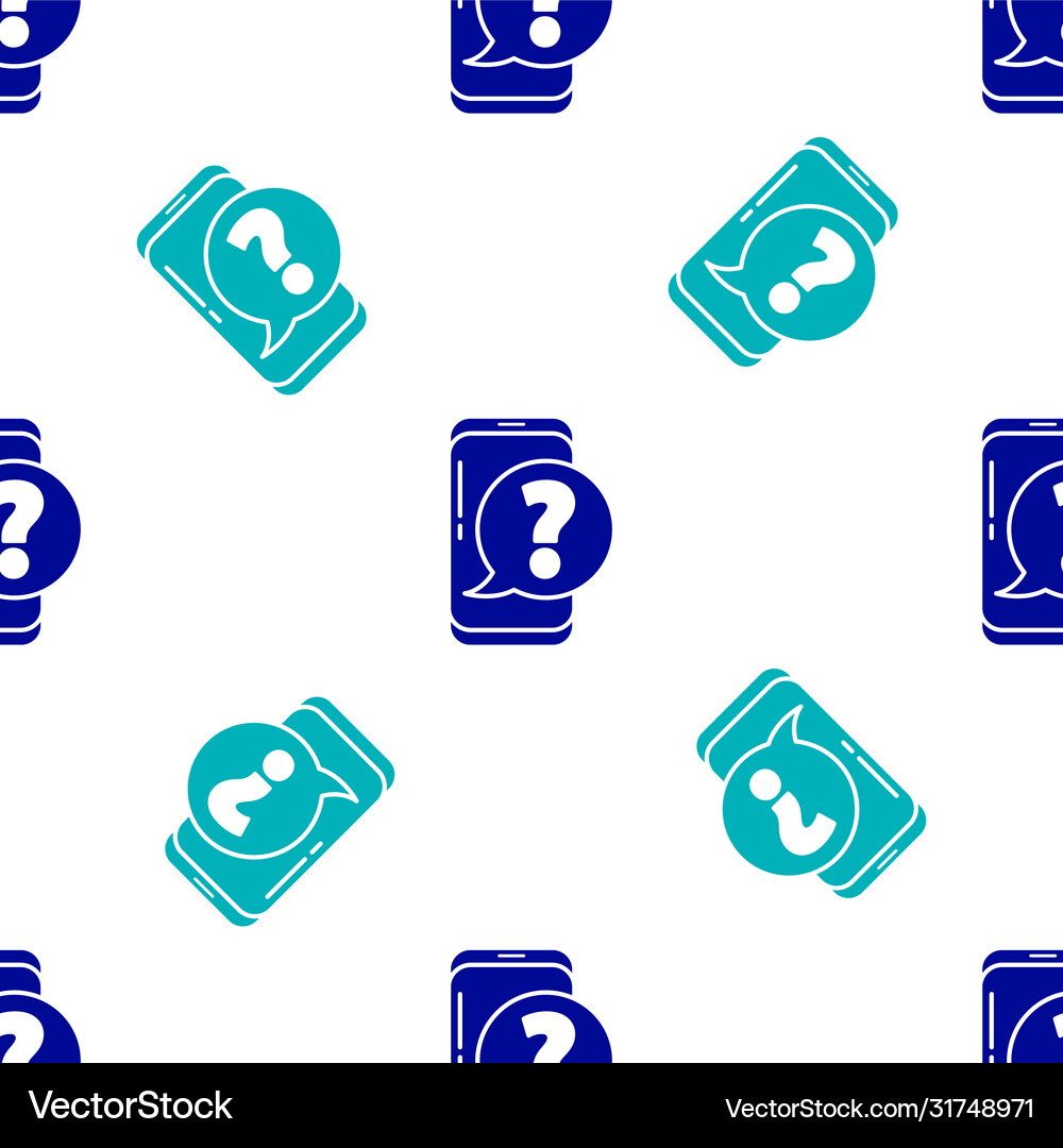 Blue mobile phone with question icon isolated Vector Image