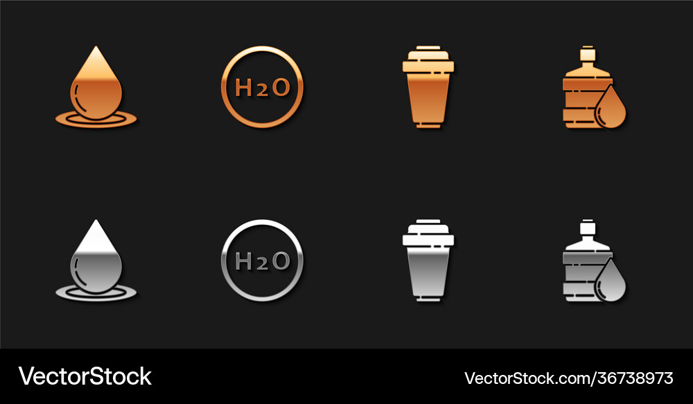 Set water drop chemical formula for h2o filter Vector Image