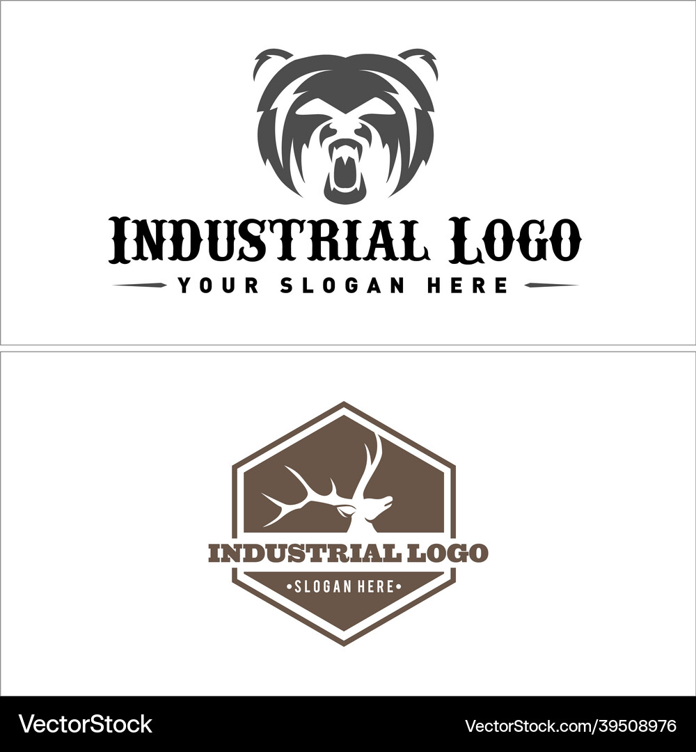 Animal bear deer head icon logo design Royalty Free Vector