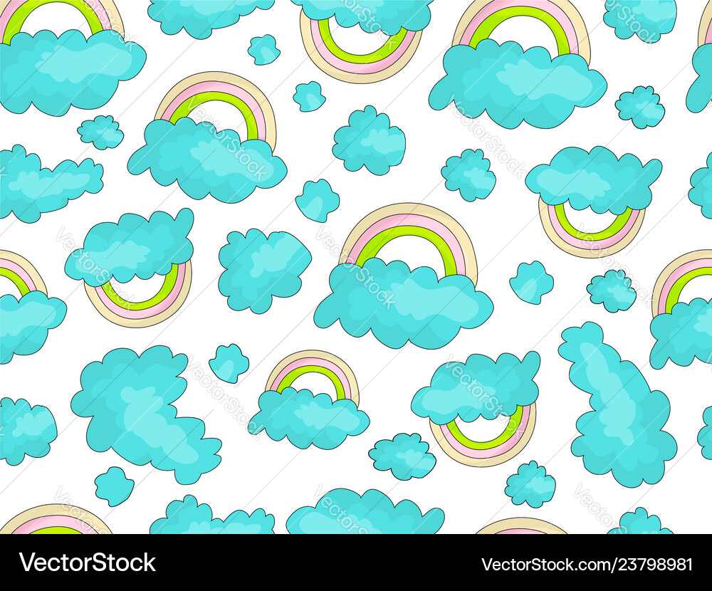 Cute rainbow seamless pattern with colorful Vector Image
