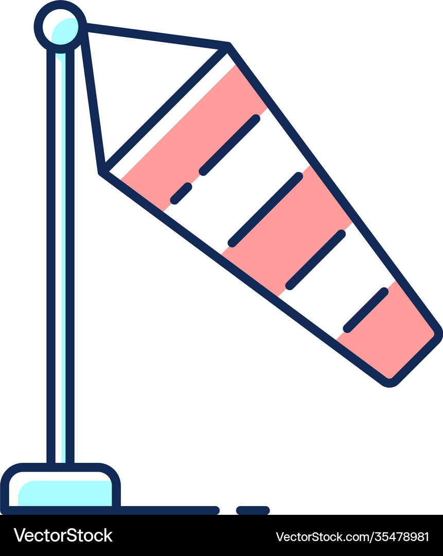 Windsock rgb color icon Royalty Free Vector Image