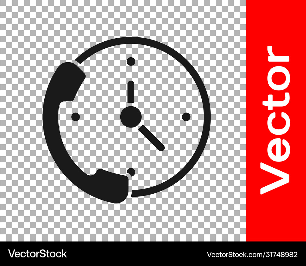 Black telephone 24 hours support icon isolated Vector Image