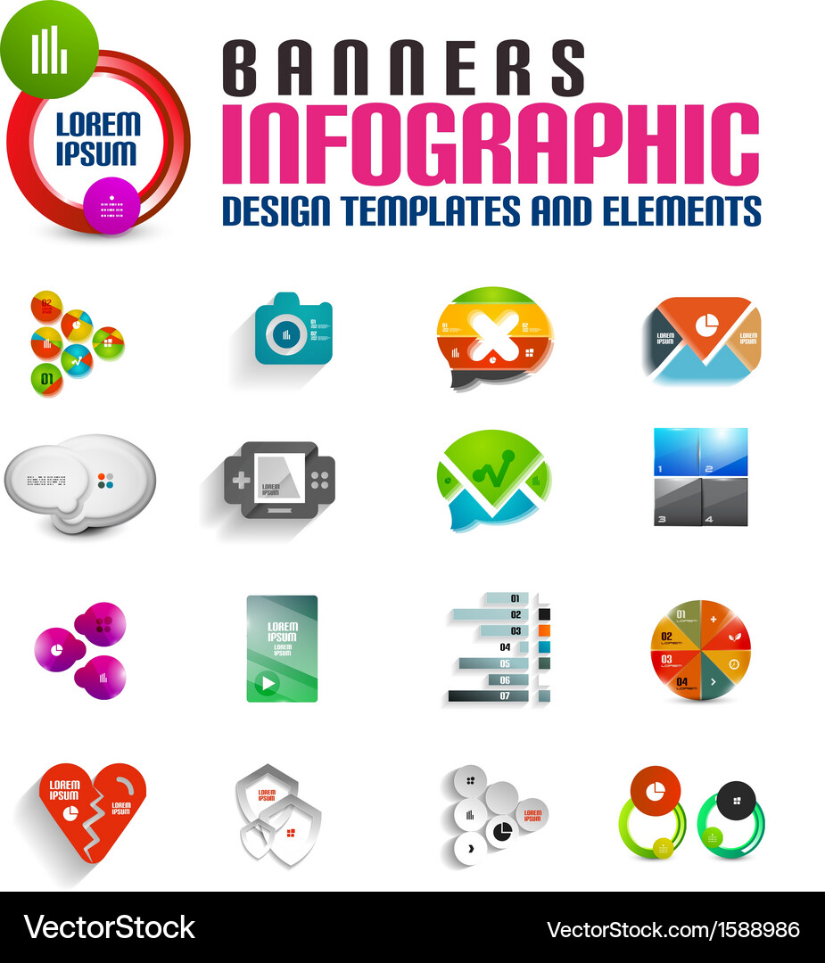 Modern colorful 3d banners templates set Vector Image