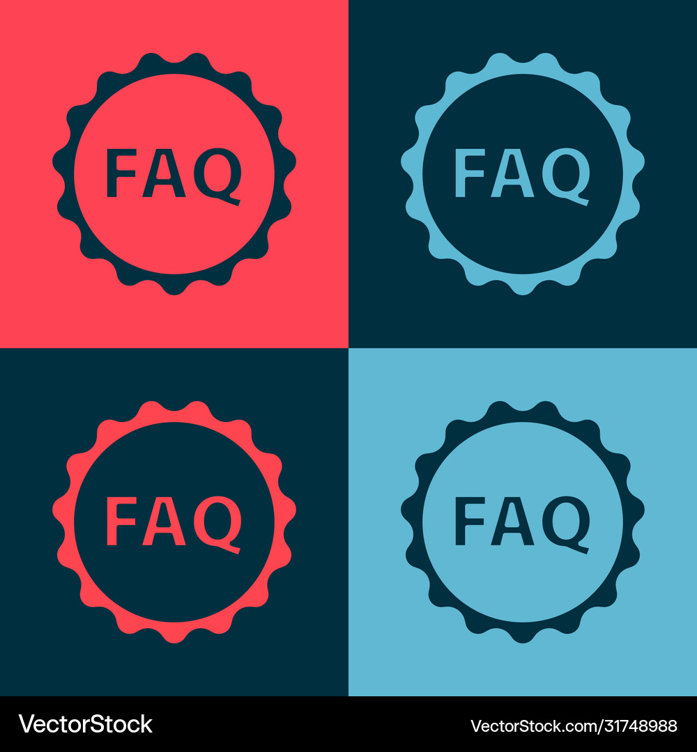 Pop art label with text faq information icon Vector Image