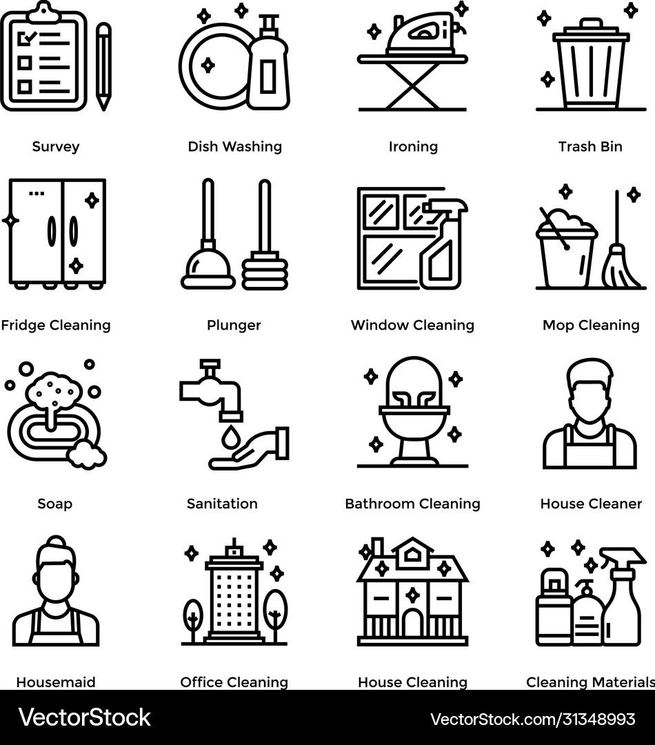 House cleaning line icons pack Royalty Free Vector Image