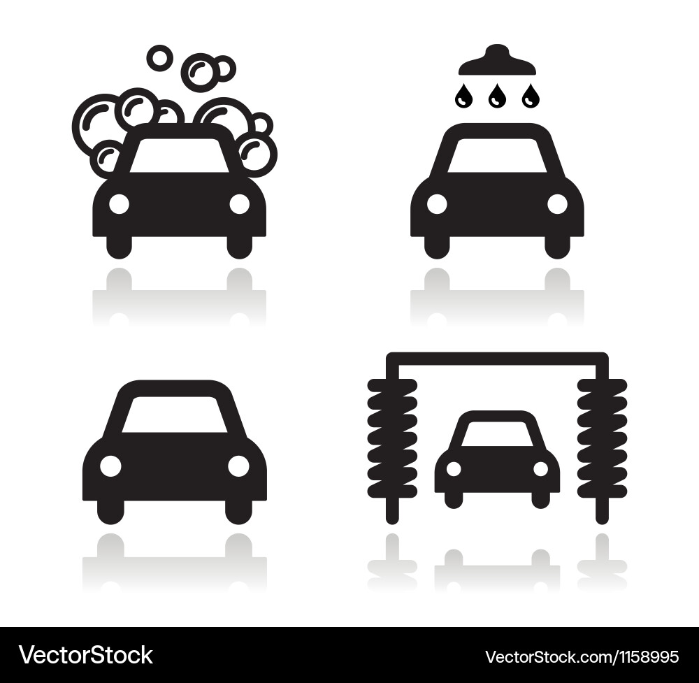 Car wash icons set - Royalty Free Vector Image