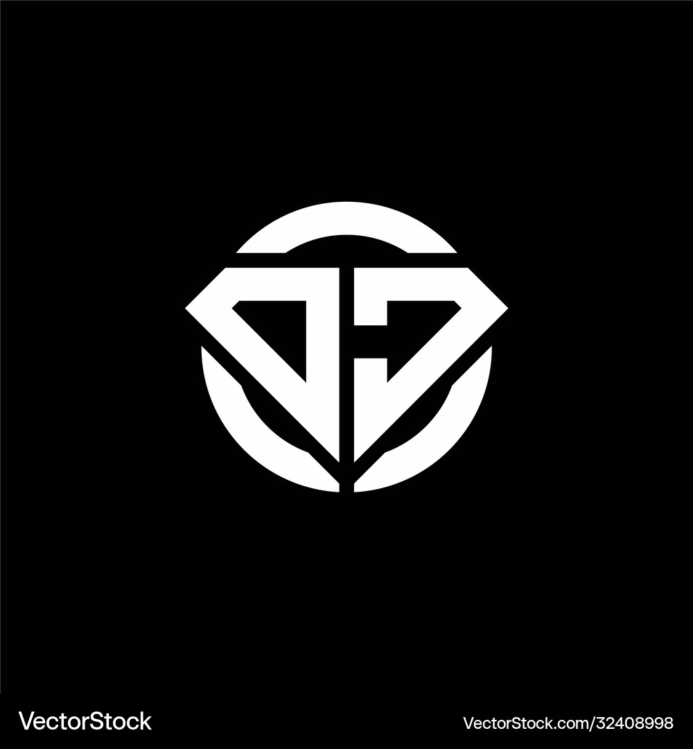 Dj monogram logo with diamond shape and ring Vector Image