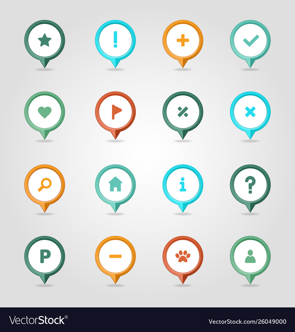 Pin map icon set map pointer map markers Vector Image