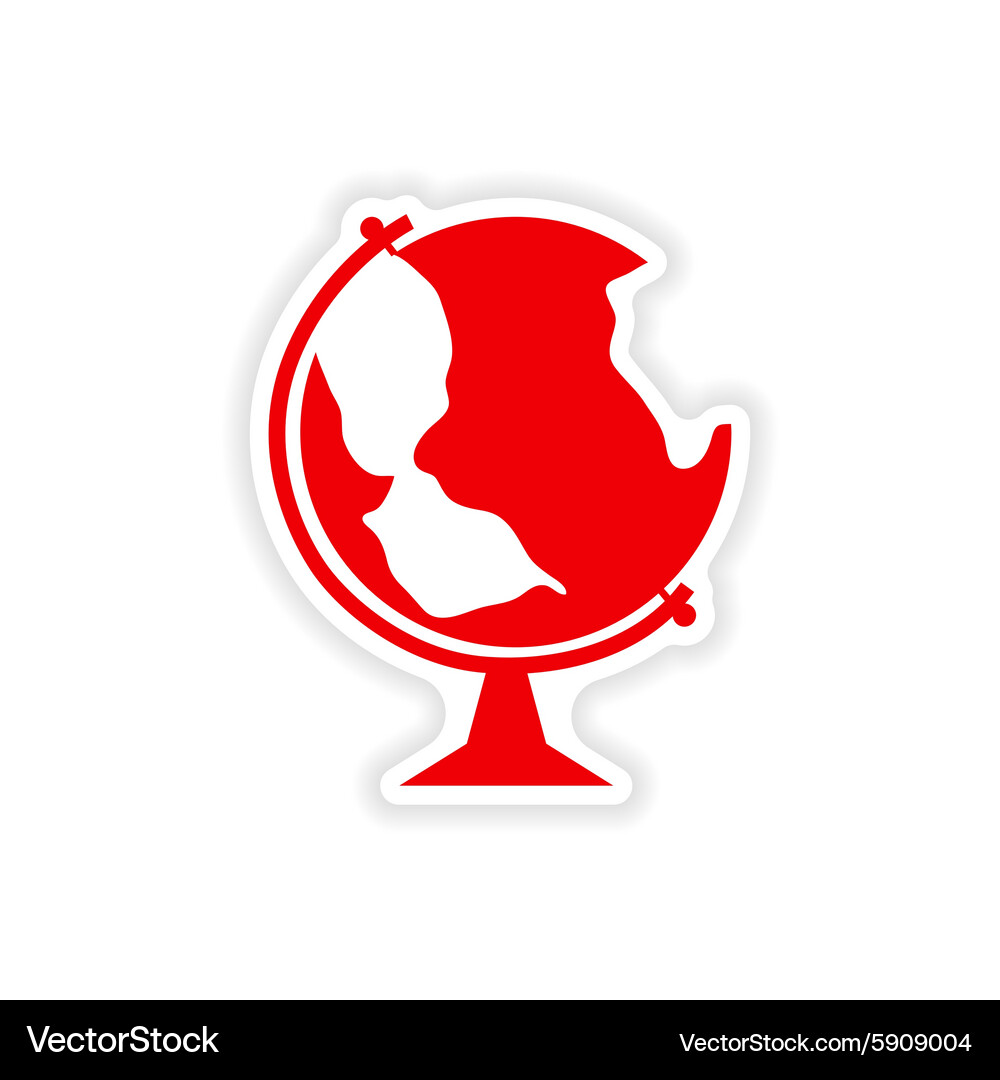 Icon sticker realistic design on paper globe Vector Image
