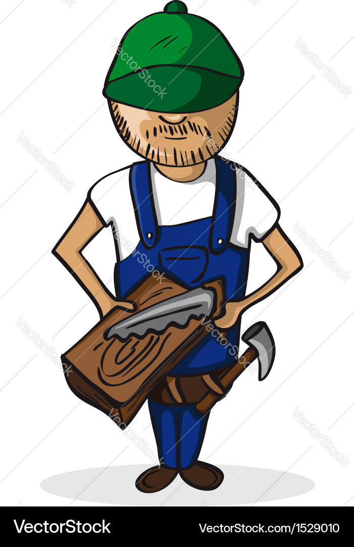 Profession carpenter man cartoon figure Royalty Free Vector