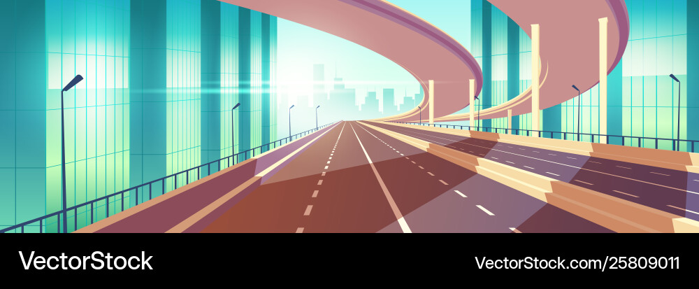 Modern city empty freeway junction cartoon Vector Image