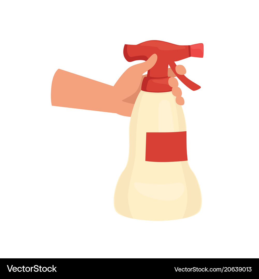 Hand holding cleaning spray bottle human Vector Image