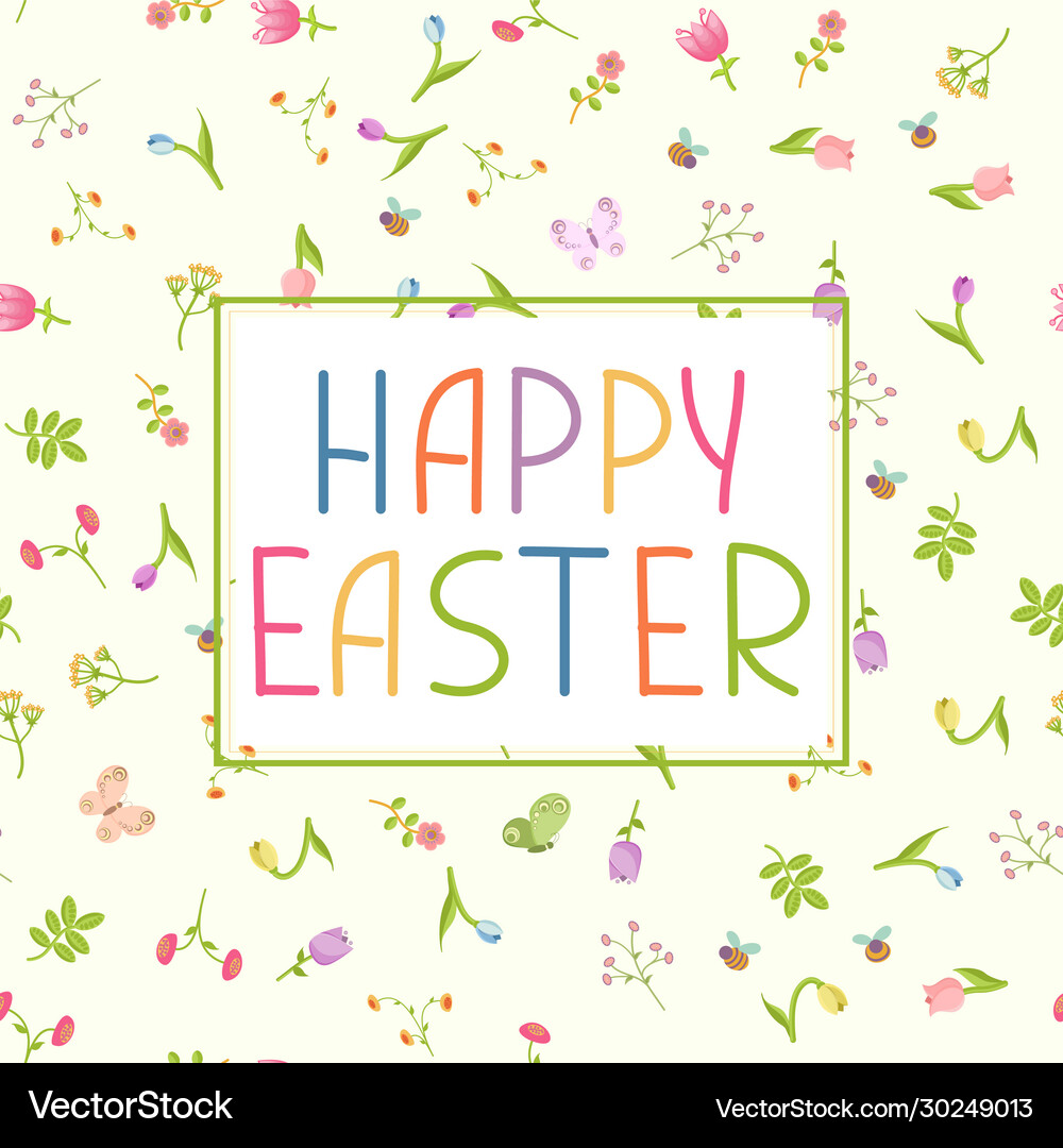Happy easter greeting card with abstract flowers Vector Image