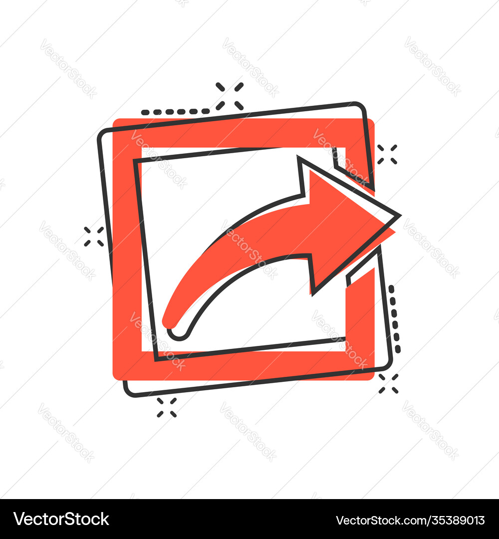 Share button icon in comic style arrow cartoon Vector Image