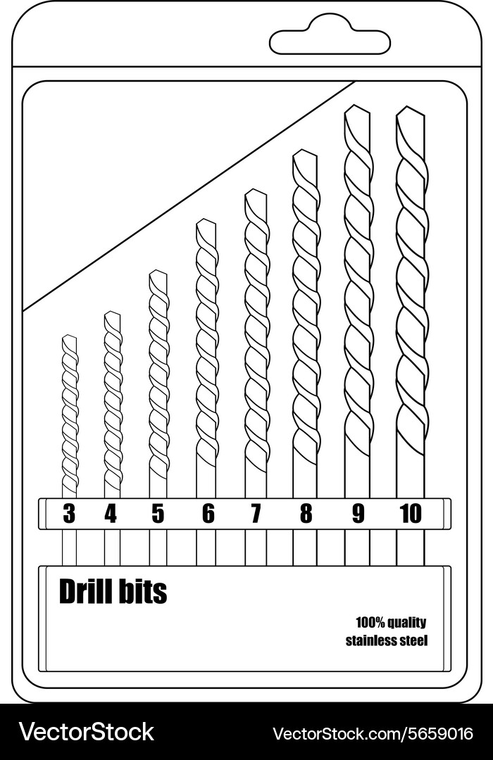 Drill bits box contour Royalty Free Vector Image