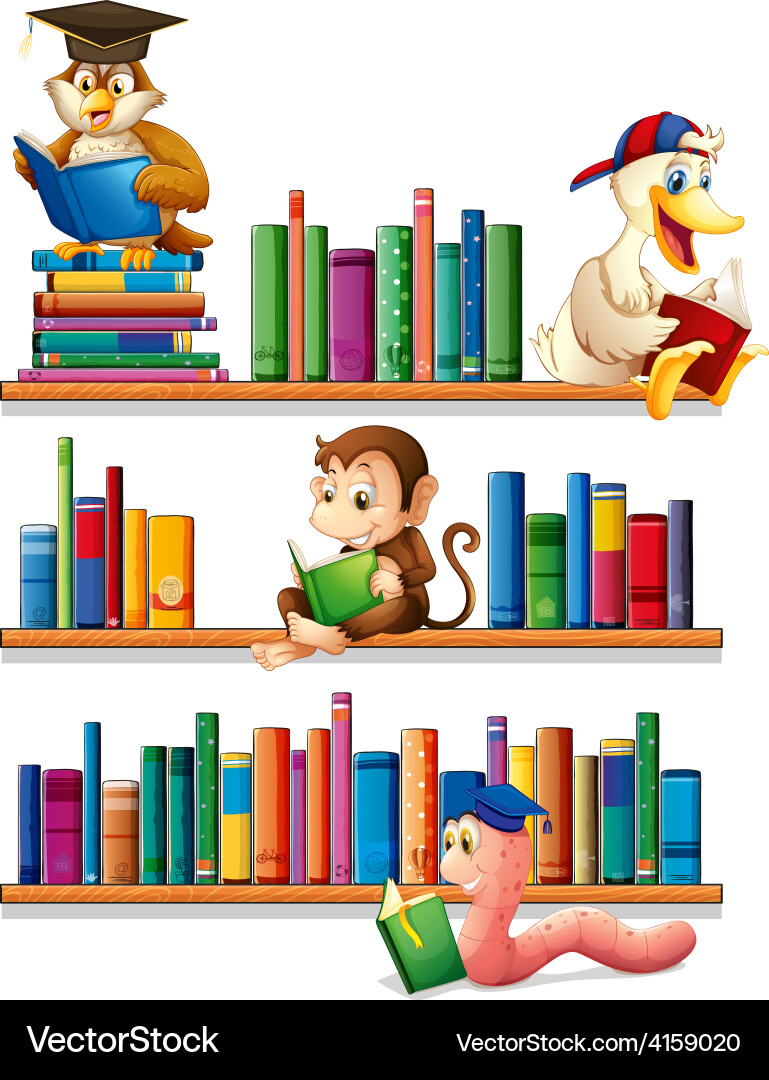 Animals and books Royalty Free Vector Image - VectorStock