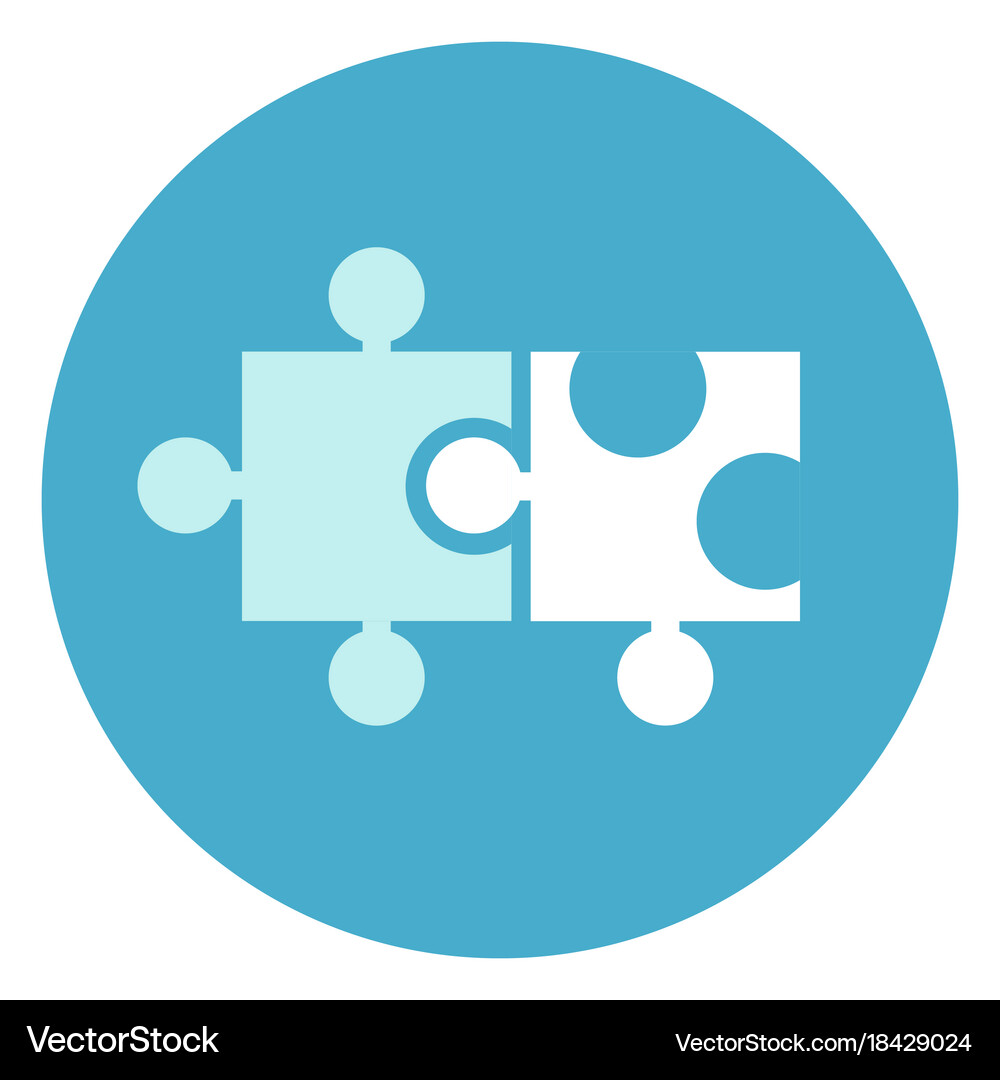 Puzzle pieces icon on round blue background Vector Image
