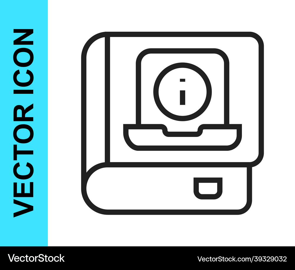 Black line user manual icon isolated on white Vector Image