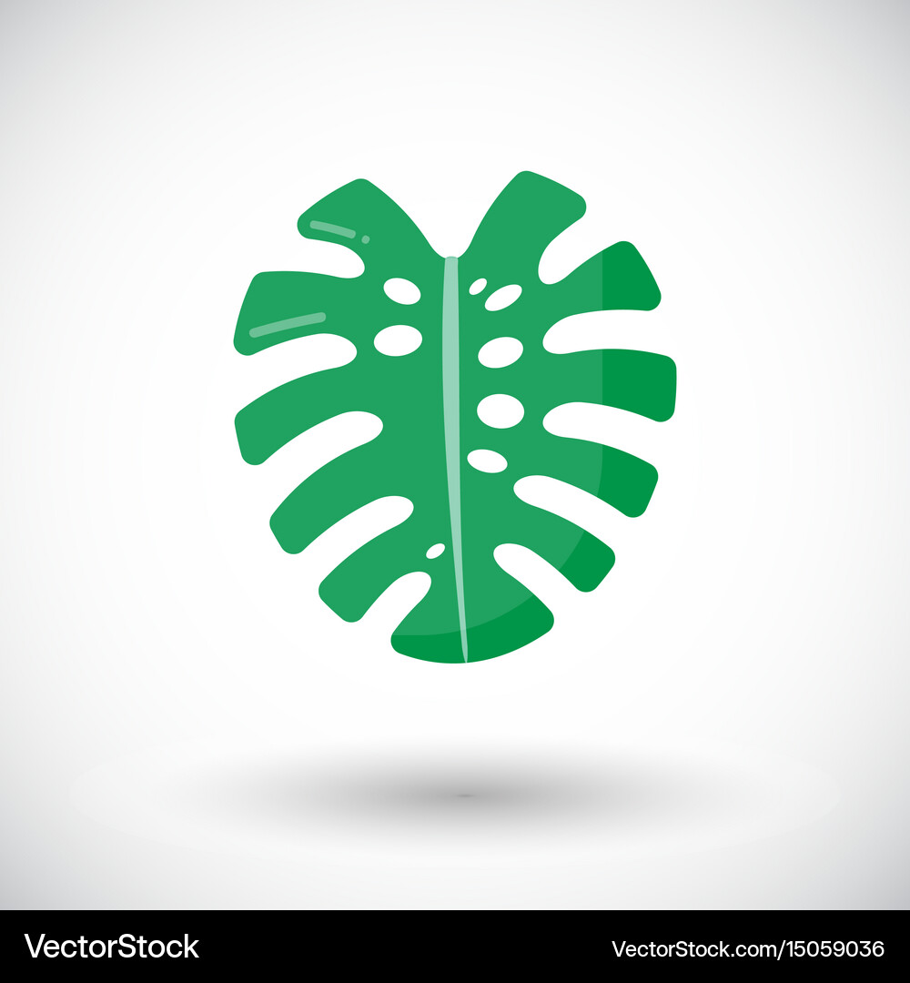 Monstera leaf flat icon Royalty Free Vector Image