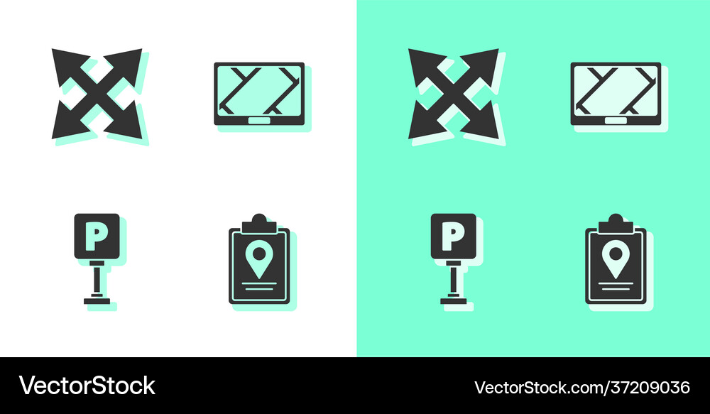 Set folded map with location marker road traffic Vector Image