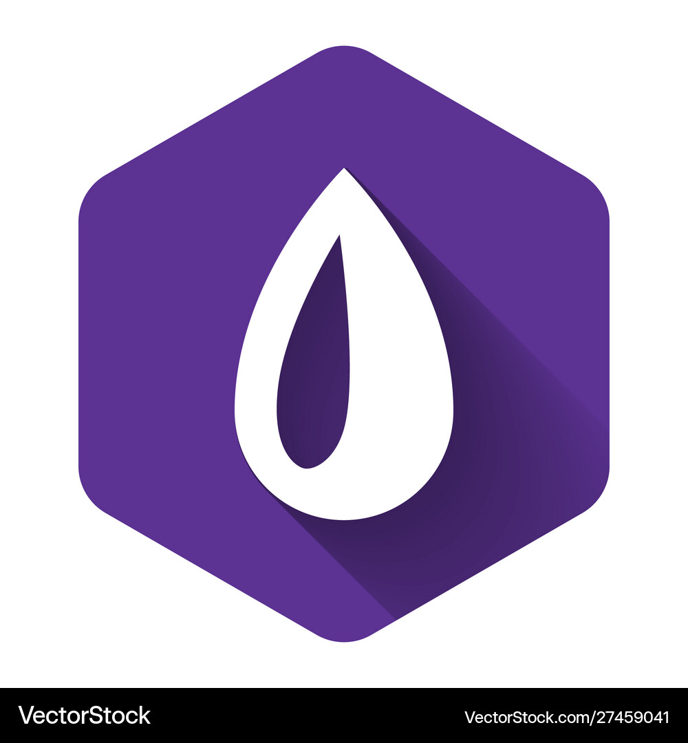 White drop icon isolated with long shadow purple Vector Image