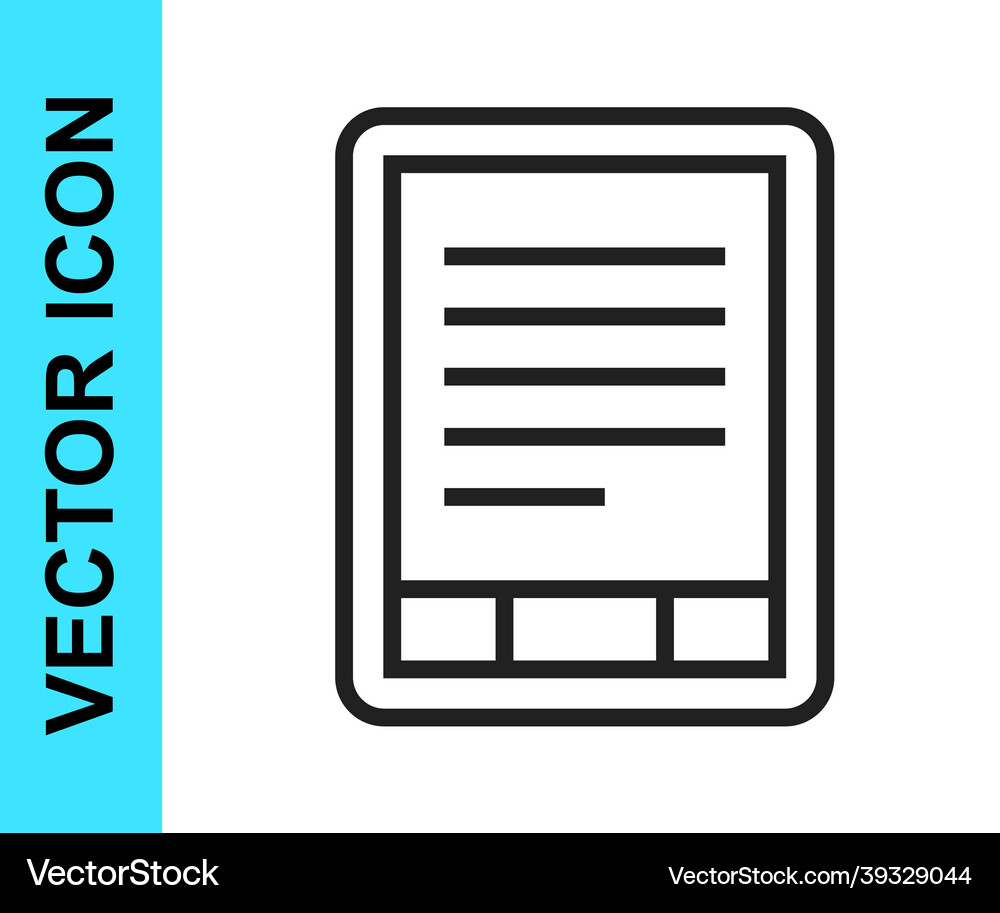 Black line e-book reader icon isolated on white Vector Image
