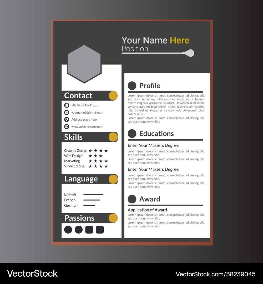 Modern creative resume design Royalty Free Vector Image