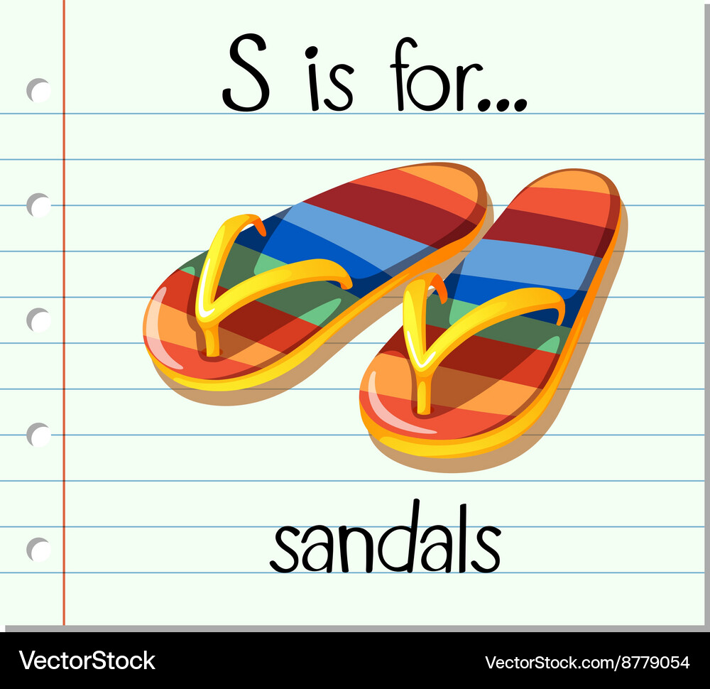 Flashcard letter s is for sandals Royalty Free Vector Image