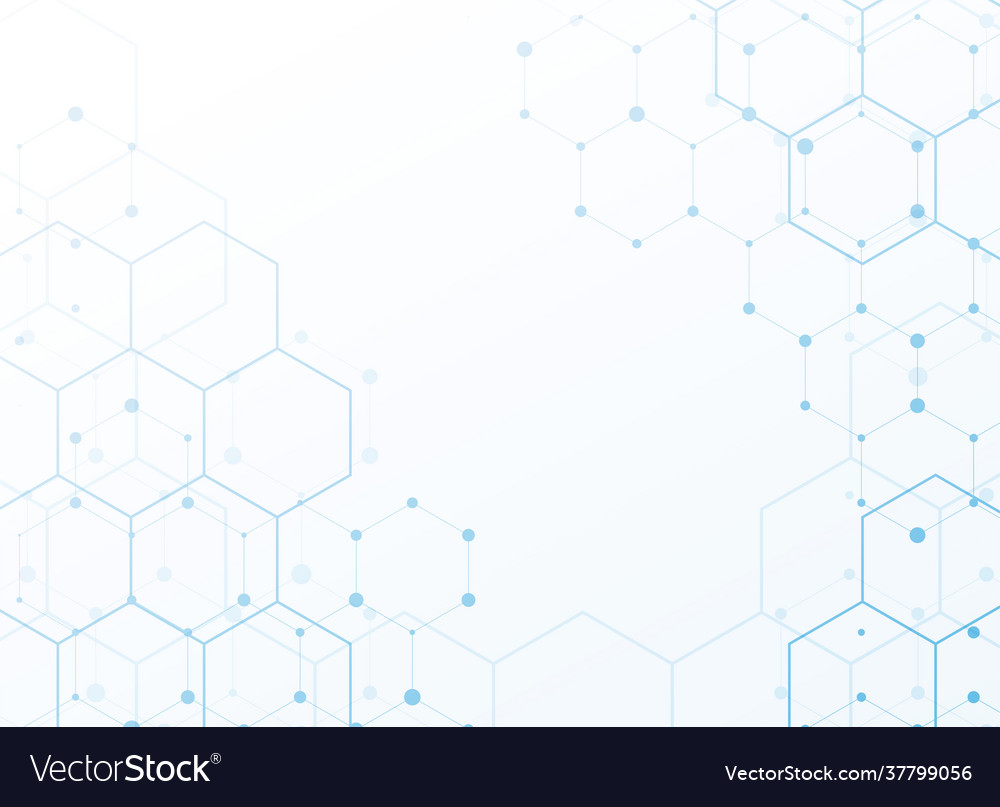 White Background With Blue Tech Hexagonal Pattern Vector Image