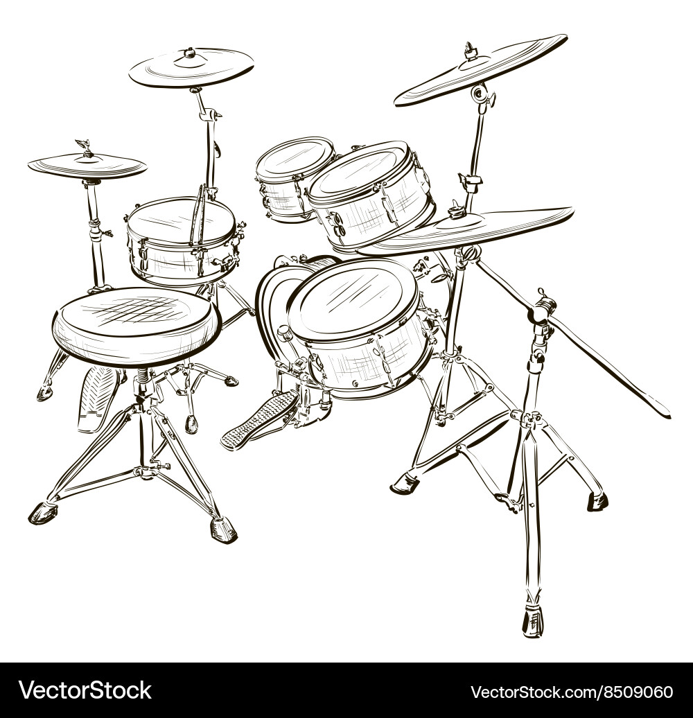 Sketch of a Drum Kit Royalty Free Vector Image