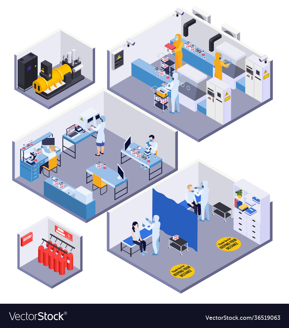 Laboratory isometric composition Royalty Free Vector Image