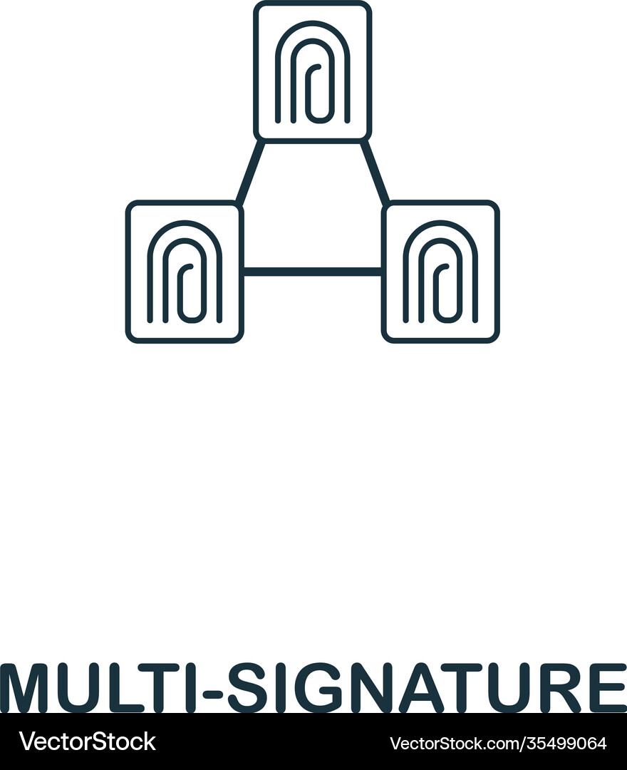 Multi-signature outline icon thin line style Vector Image