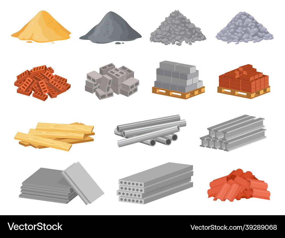 Cartoon construction building materials sand Vector Image